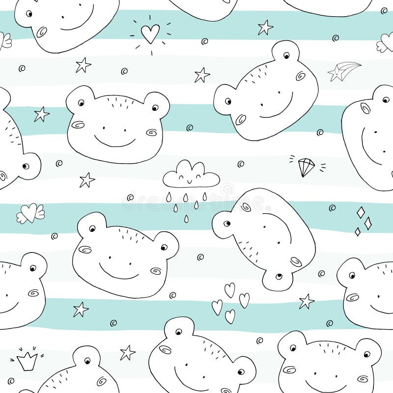 Cute Seamless Pattern with Funny Toad. Vector Illustration Stock Vector ...