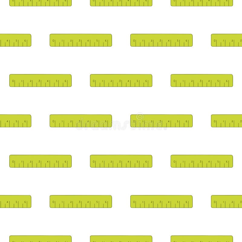 Cute Seamless Pattern with Green Ruler Stock Vector - Illustration of ...