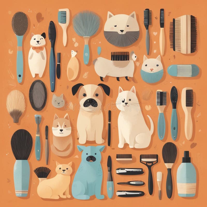 Seamless Pattern. Grooming for Animals. Pet Care. Flat Design Stock ...