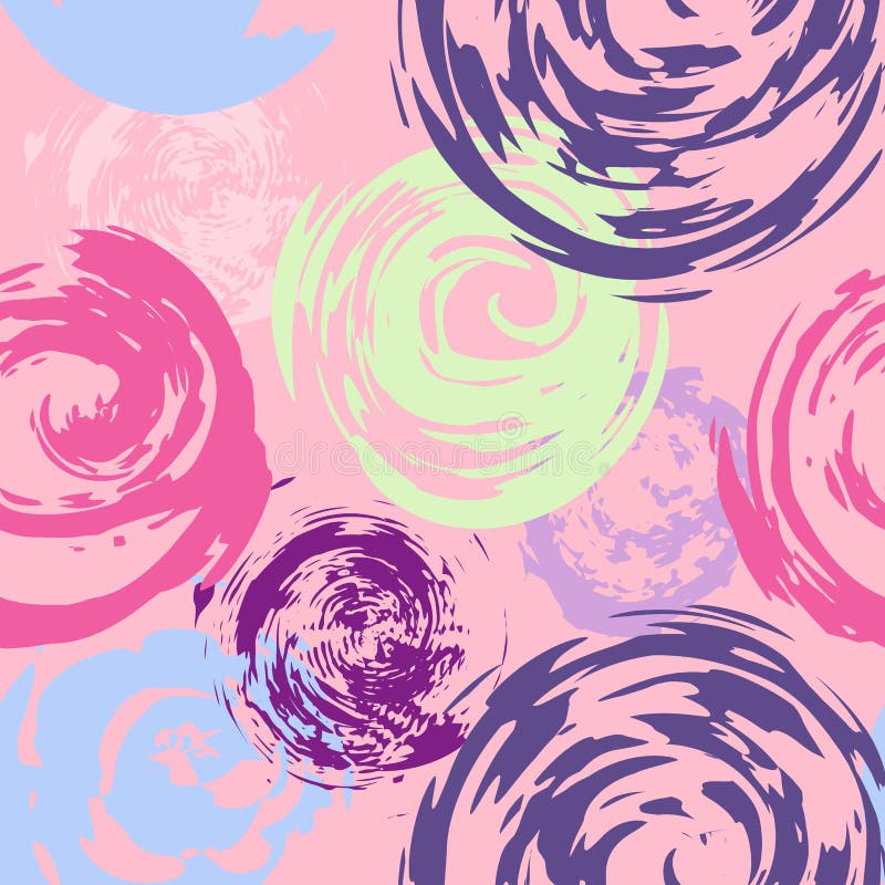 Cute Seamless Pattern with Grunge Handdrawn Round Element. Stock Vector ...