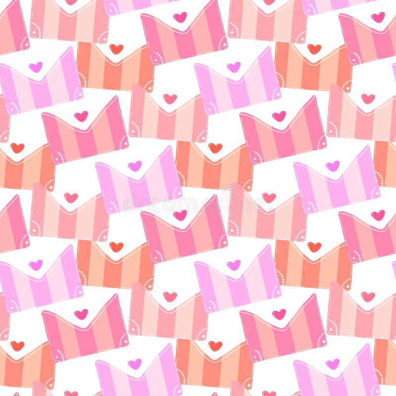 Cute Seamless Love Pattern with Love Letters Envelopes. Stock Vector - Illustration of doodling ...