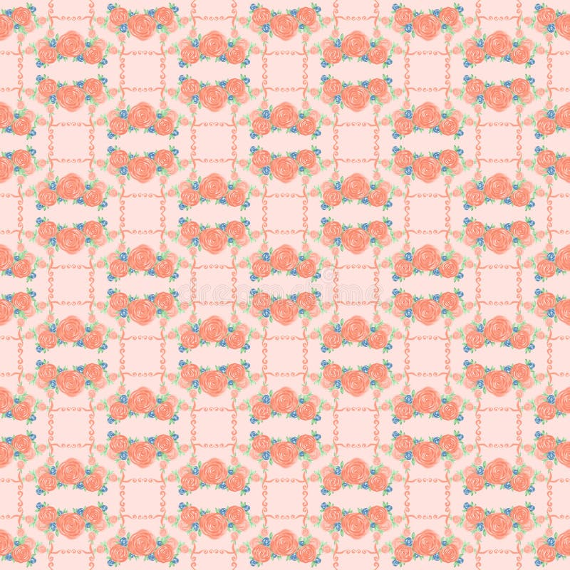 Cute Seamless Pattern Naive Colorful Flower Print. Rose Background ...