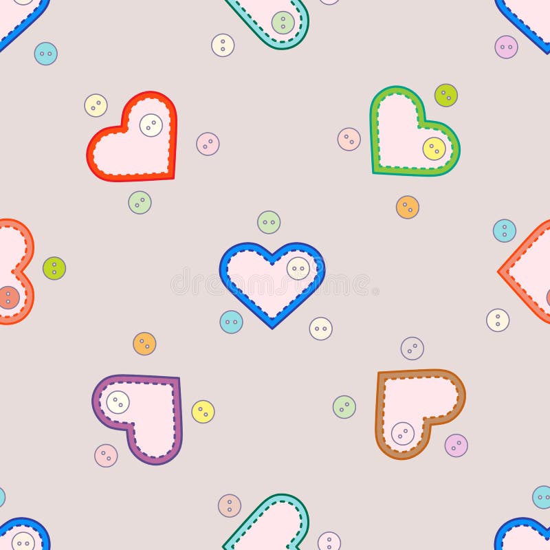 Pattern with Hearts and Buttons. Valentine S Stock Vector ...