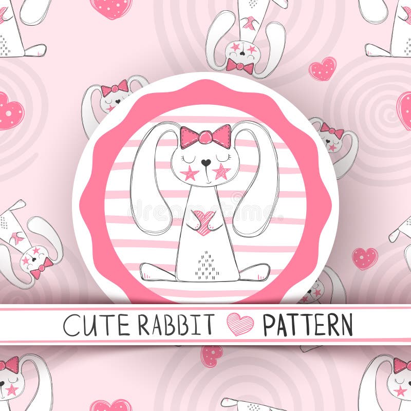 Cute Seamless Pattern Rabbit Cartoon Stock Vector Illustration Of