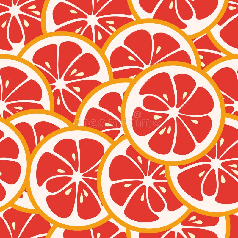 Cute Seamless Pattern with Red Grapefruit Slices Stock Illustration ...