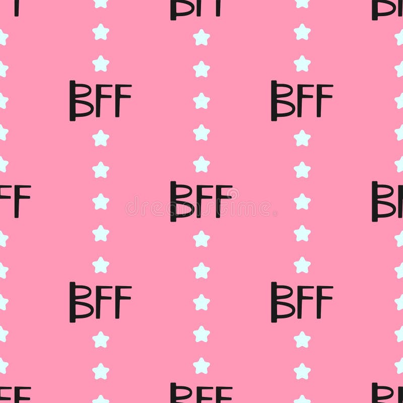 Cute Seamless Pattern. Repeated Abbreviations BFF and Stars Stock ...