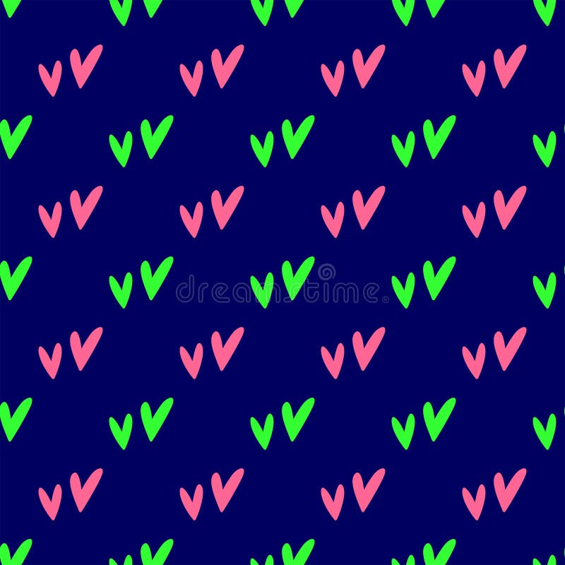 Cute Seamless Pattern with Repeating Pairs of Hearts. Endless Girly ...