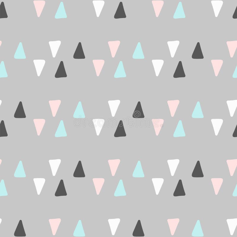 Cute Seamless Pattern with Repeating Triangles Drawn by Hand. Stock ...
