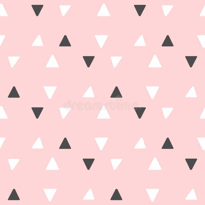 Cute Seamless Pattern with Repeating Triangles. Black, White, Pink ...