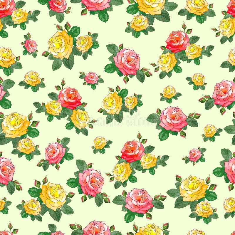 Cute Seamless Pattern with Roses Stock Vector - Illustration of ...