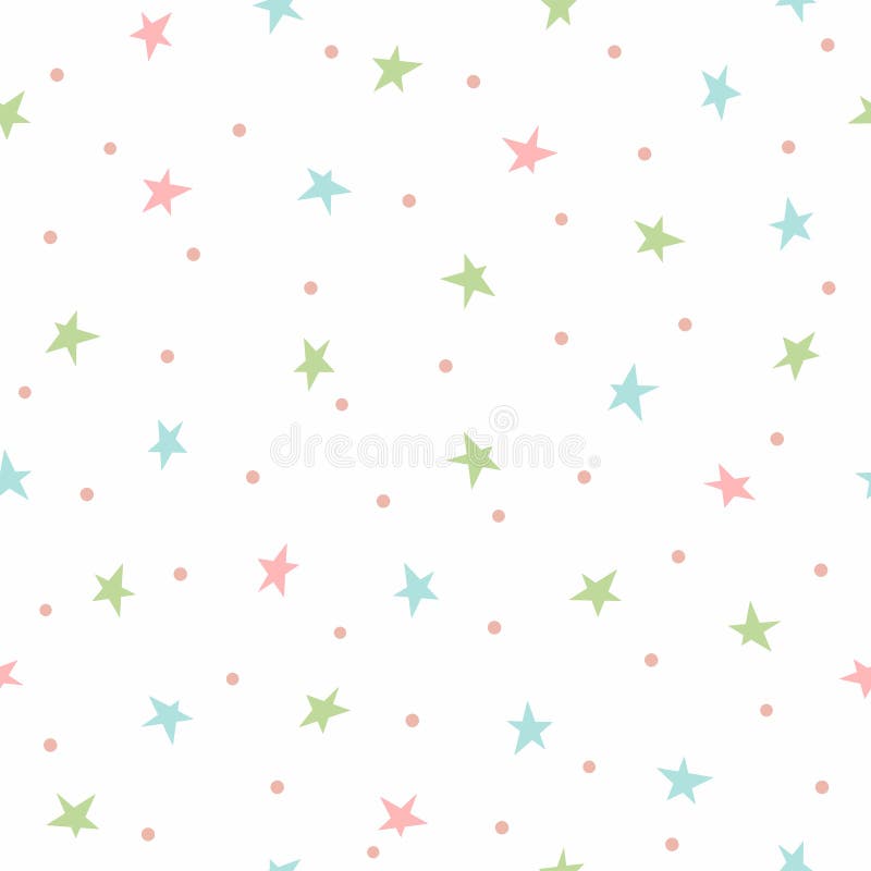 Cute Seamless Pattern with Scattered Small Stars and Dots. Stock Vector ...