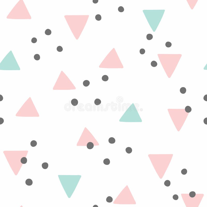 Cute Seamless Pattern with Scattered Triangles and Dots. Stock Vector ...