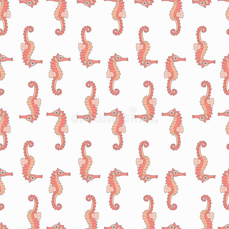 Cute Seamless Pattern with Sea Horses Stock Vector - Illustration of ...