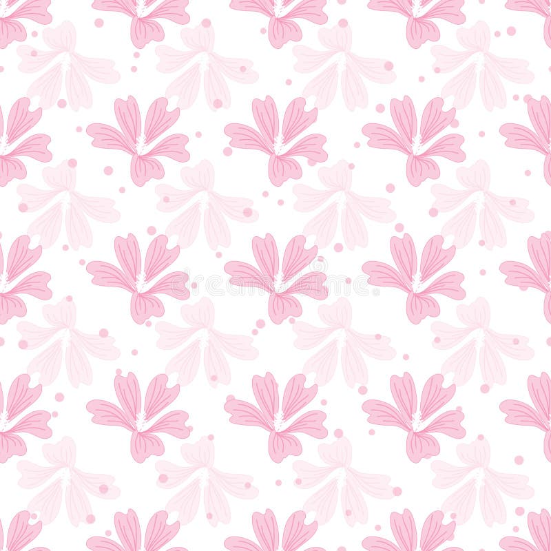 Cute Seamless Pattern with Simple Pink Flowers Stock Illustration ...