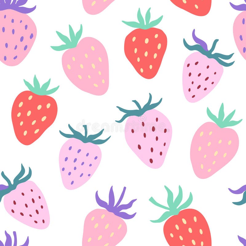Cute Seamless Pattern with Simple Strawberry Elements in Delicate ...