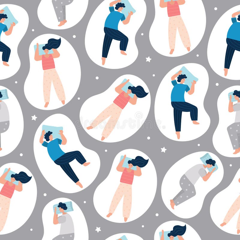 Cute Seamless Pattern of Sleeping People Vector Stock Vector ...