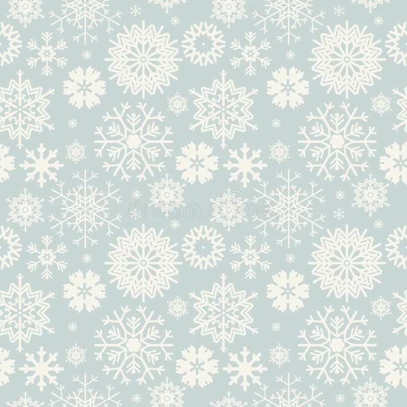Cute Seamless Pattern with Snowflakes on Light Blue Bac Stock Vector ...