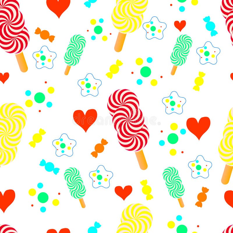 Cute Seamless Pattern with Sweets, with Various Candies. Vector ...