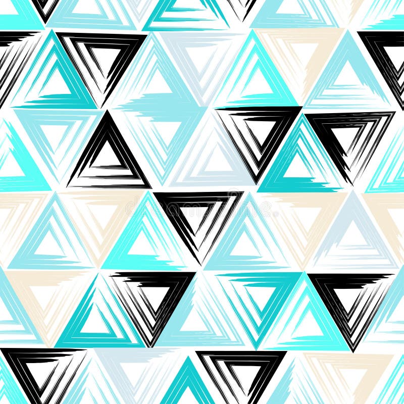 Cute Seamless Pattern . Triangles, Brush Strokes Stock Illustration ...