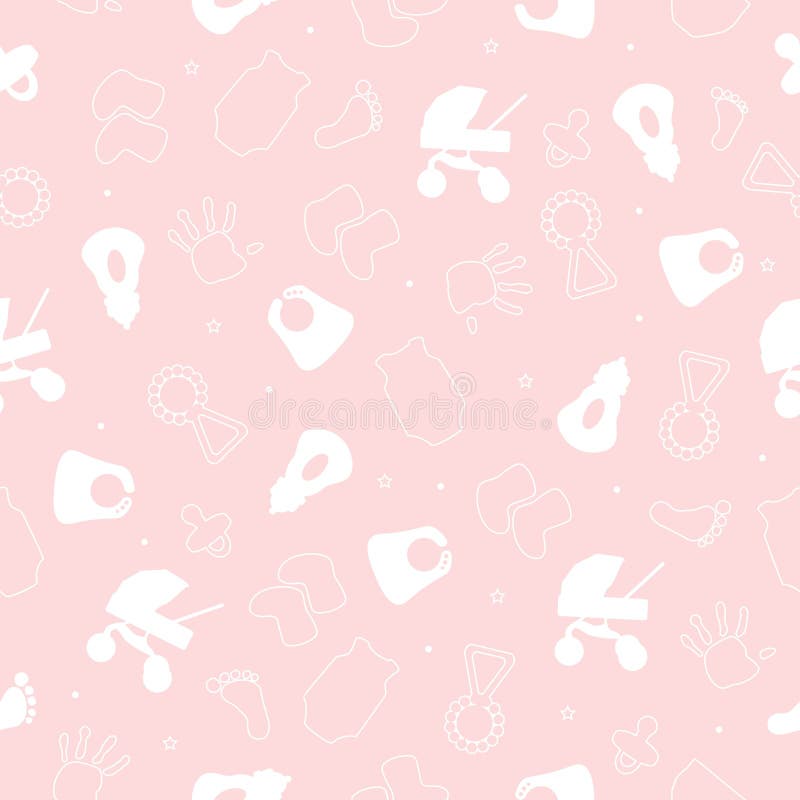 Cute Seamless Pattern. Vector Pink Background for Baby and Kids Design ...