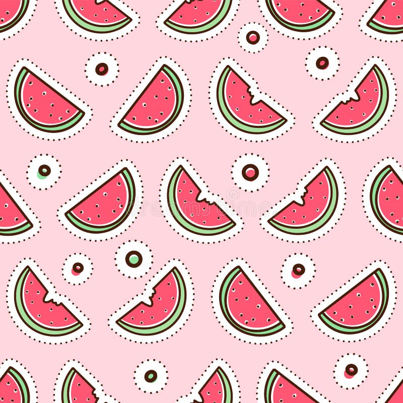 Cute Seamless Pattern with Watermelons and Circles Stock Illustration ...