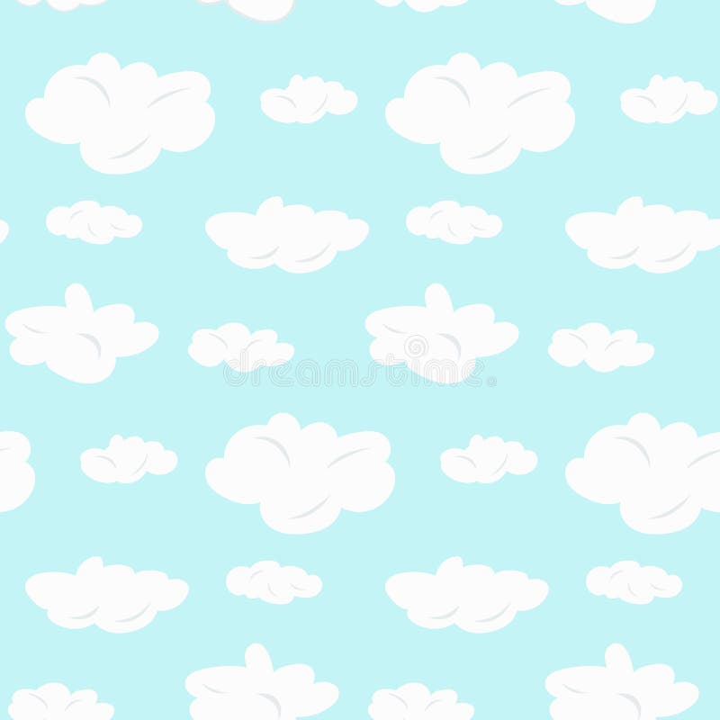 Cute Seamless Pattern with White Clouds on Blue Stock Vector ...