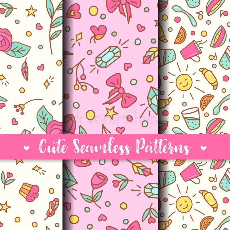 Cute Seamless Patterns. Prints for Kids Products Stock Vector ...