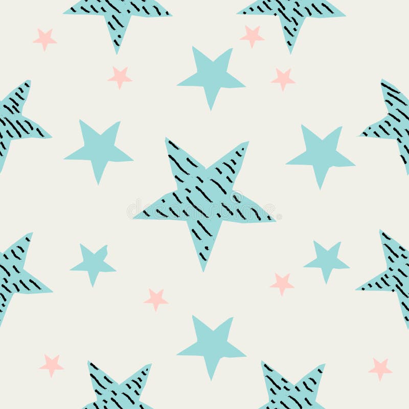 Cute Seamless Star Pattern stock illustration. Illustration of handmade ...