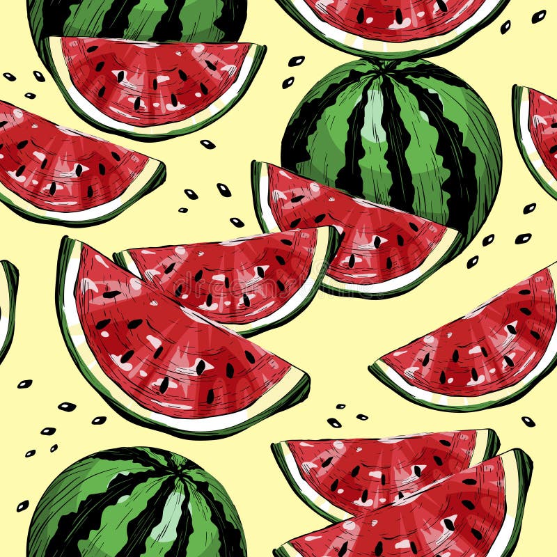 Seamless Pattern with Watermelons and Dots Stock Vector - Illustration ... Seamless Pattern with Watermelons and Dots Stock Vector - Illustration ...