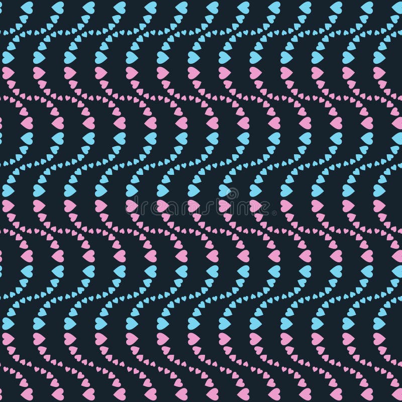 Seamless Vector Pattern of Wavy Hearts Stock Vector - Illustration of ...