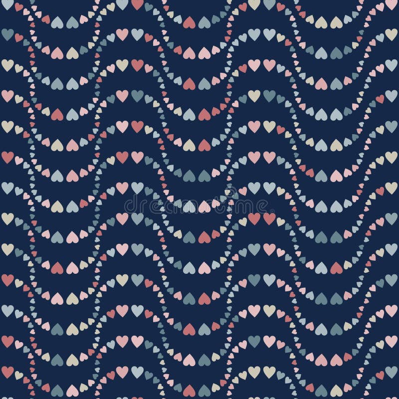 Seamless Vector Pattern of Wavy Hearts Stock Vector - Illustration of ...