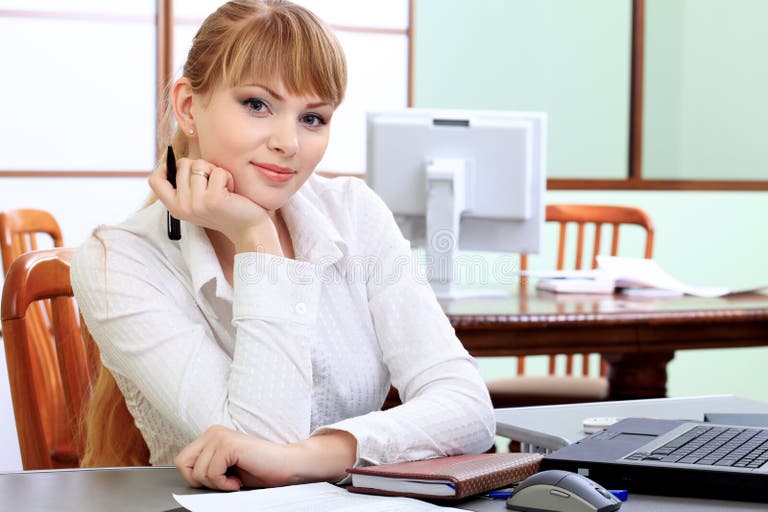 Cute secretary stock photo. Image of friendly, information - 13025686