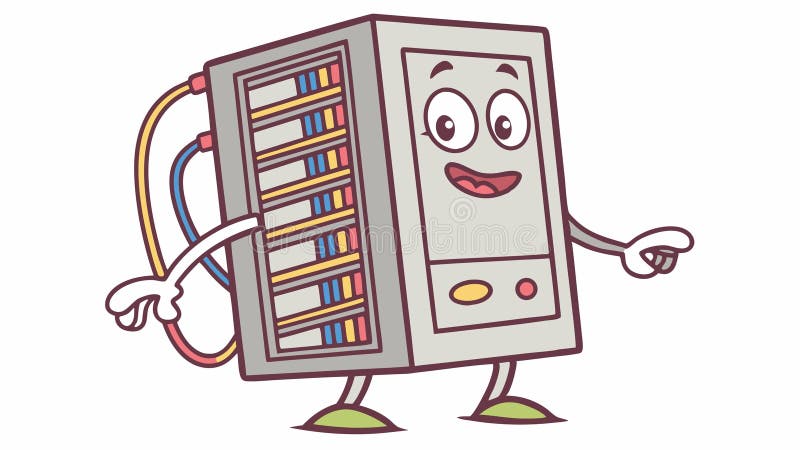 Cute Server with Monitor, Friendly Tech Interface, Vector Design ...
