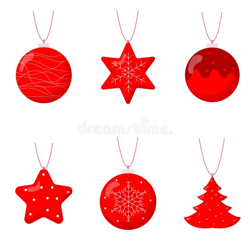 Cute Set of Christmas Tree Balls. Flat Vector Illustration Stock Vector ...