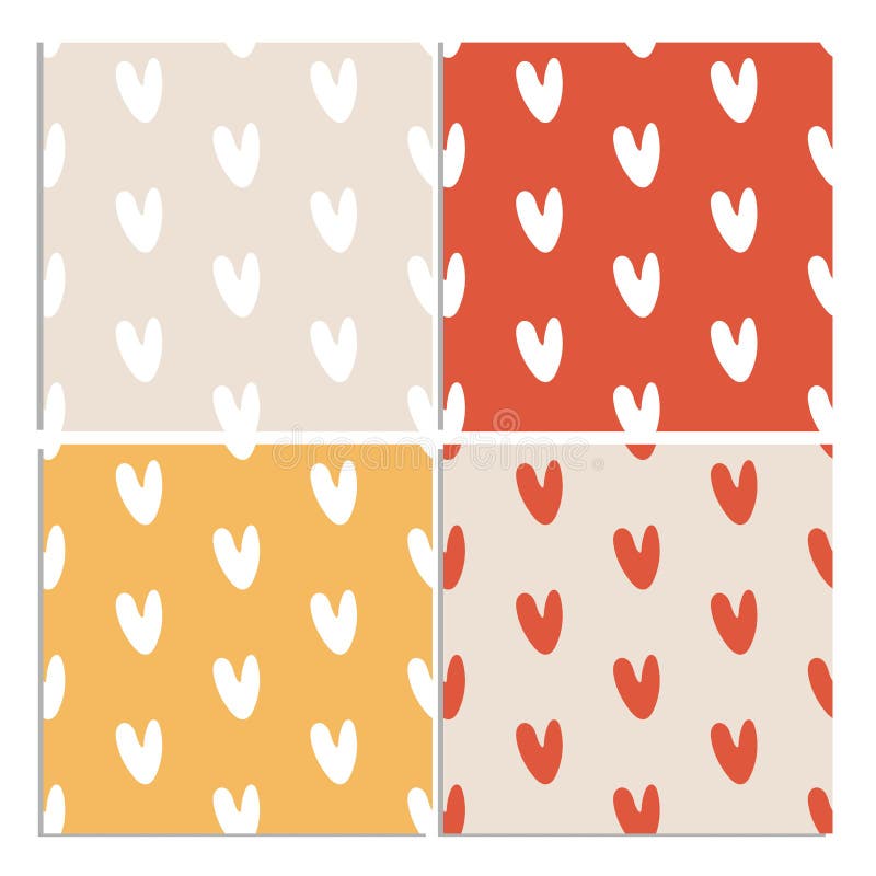 Cute Set of Endless Seamless Patterns with Hearts for Lovers Wrapping ...