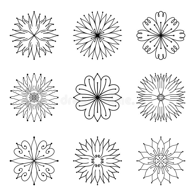Cute Set of Isolated Single Doodle Flower Elements Stock Vector ...