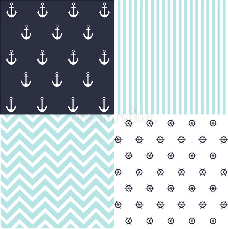 Cute Set of Baby Boy Seamless Patterns with Fabric Textures Stock ...