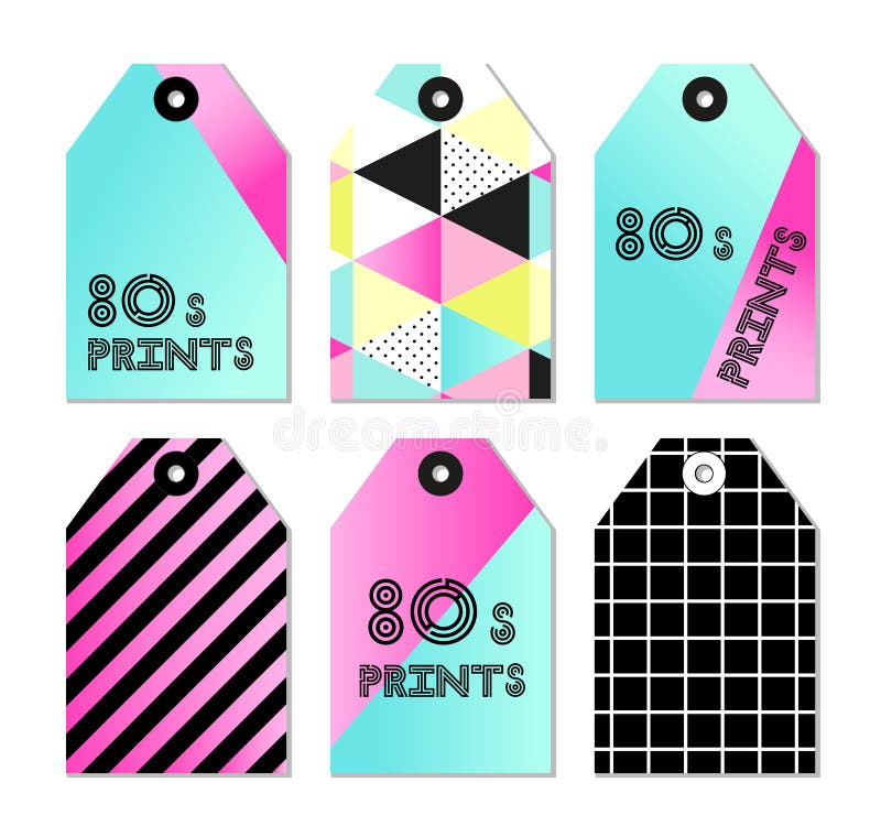 Cute Set of 80s and 90s Style Trendy Tags Stock Vector - Illustration ...