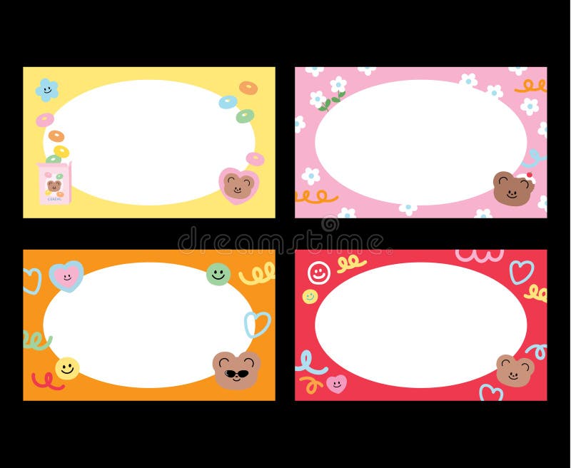 Cute Set of Teddy Bear Frames, Banners, Wallpapers, Social Media Posts ...