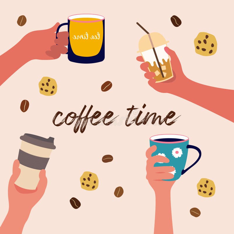 Cute Set of Vector Cups and Glasses for a Coffee or Tea Break Stock ...