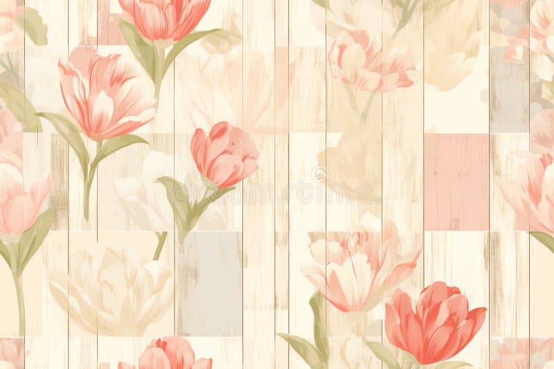 ..Cute Shabby Chic Patchwork Seamless, Tulip, Vintage Rustic Style ...