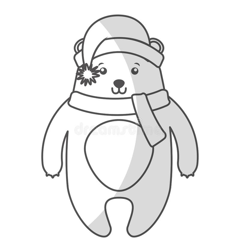 Cute Shadow Christmas Bear Cartoon Stock Vector - Illustration of ...
