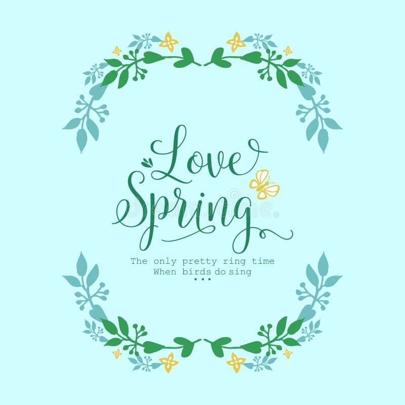 Cute Shape of Leaf and Floral Frame, for Love Spring Card Design ...