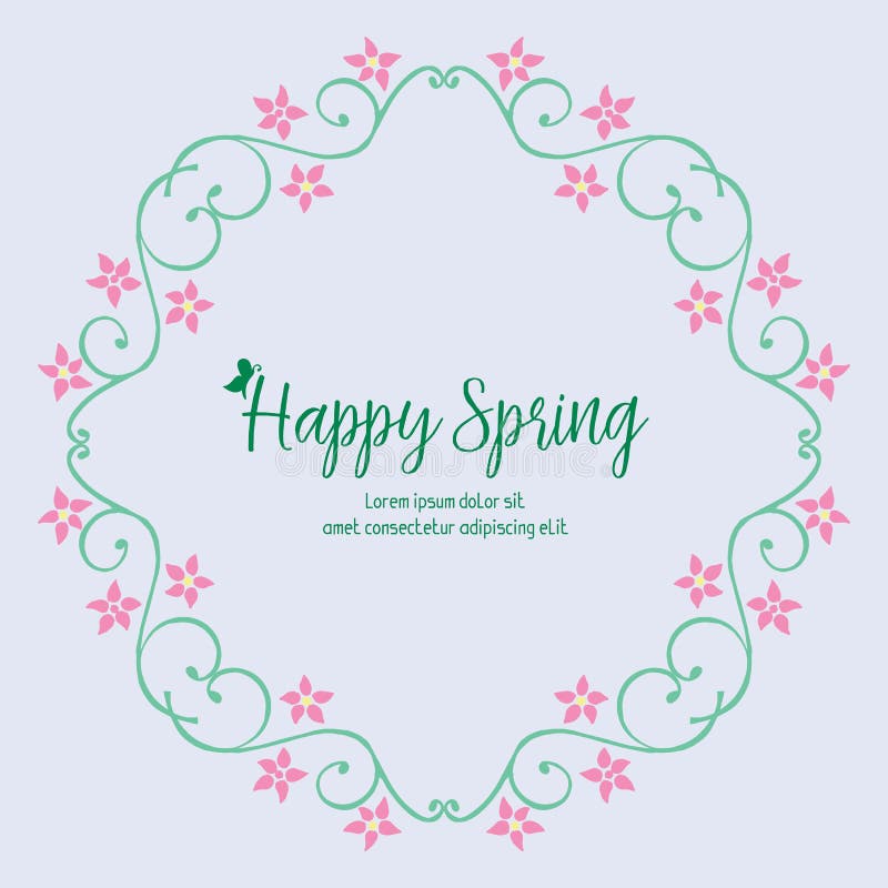 Cute Shape of Leaf and Flower Frame, for Happy Spring Poster Template ...