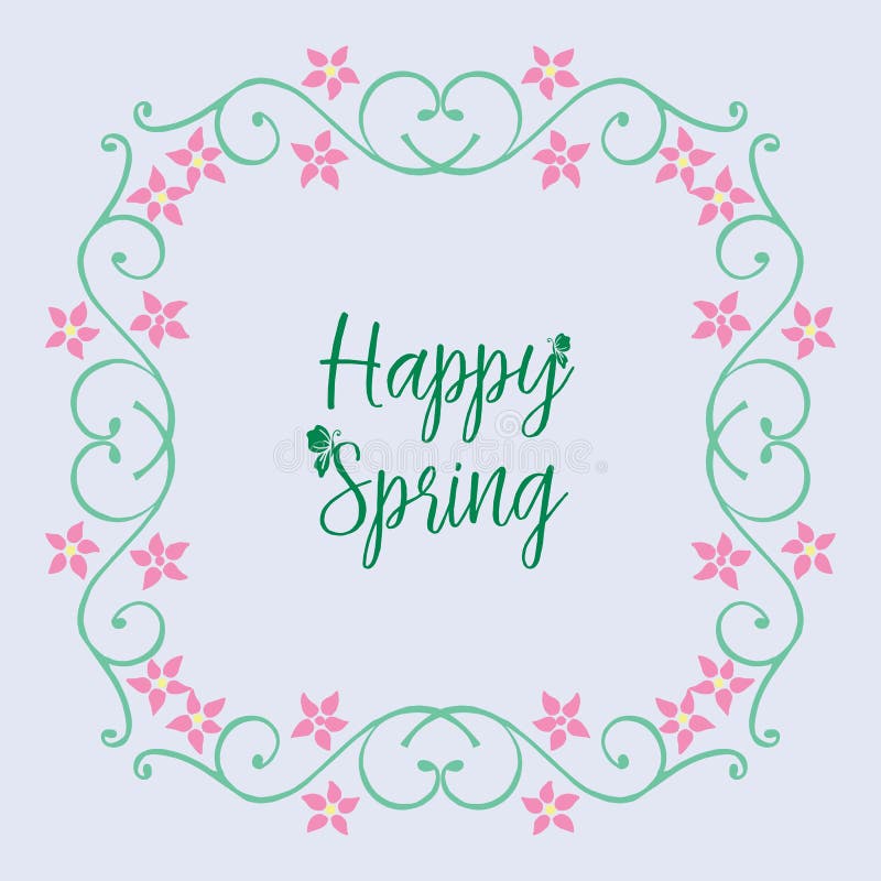 Cute Shape of Leaf and Flower Frame, for Happy Spring Poster Template ...