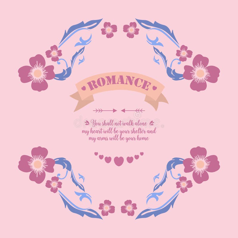 Cute Shape Leaf and Flower Frame, for Romance Invitation Card Template ...
