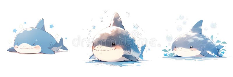 Cute Shark 2D Beautiful Colorful Picturel AI Generated Stock ...