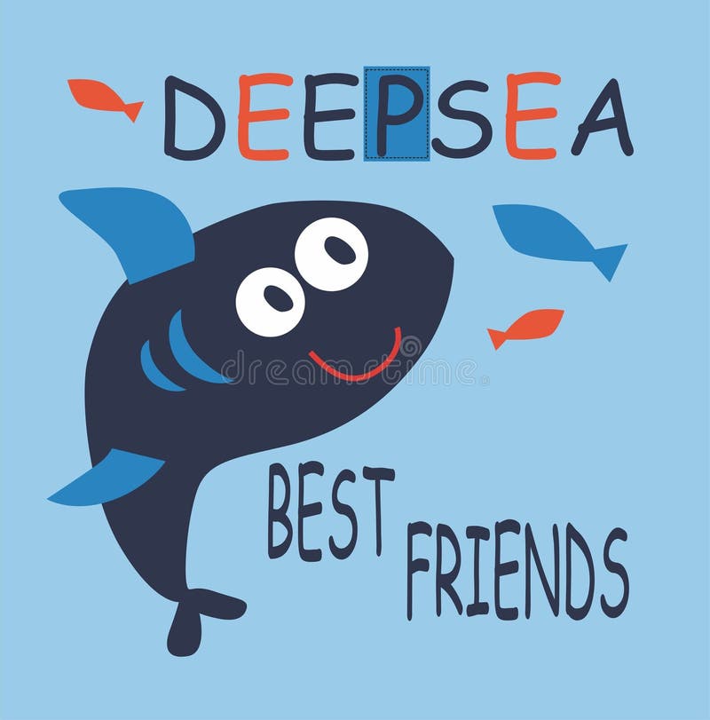 Cute Shark with Best Friends Print Vector Art Stock Vector ...