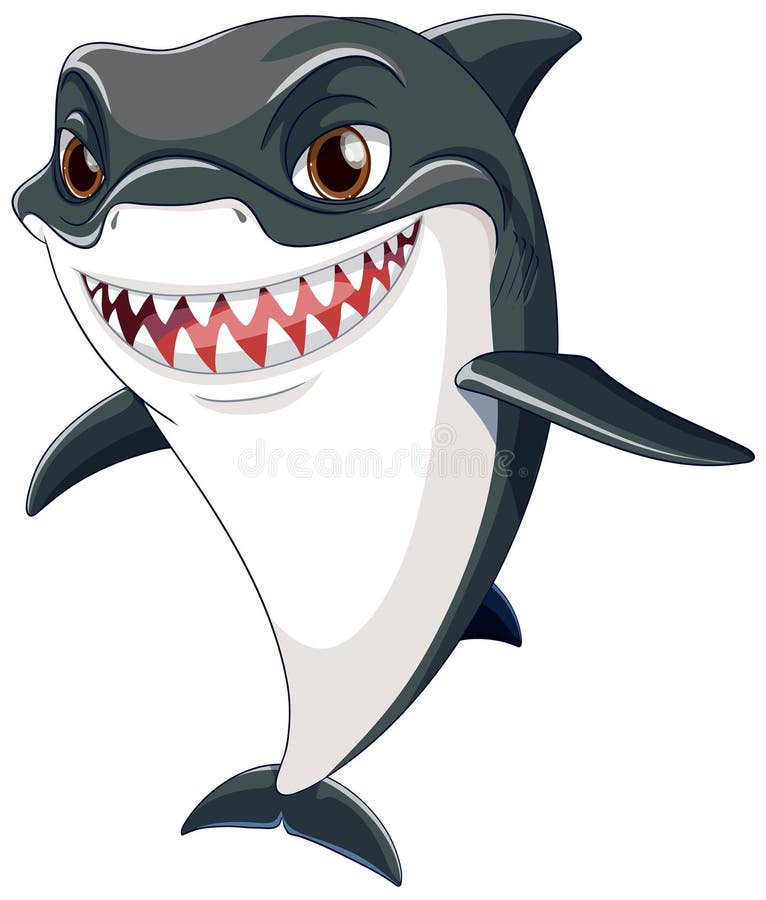 Cute Shark Cartoon Character Stock Vector - Illustration of adorable ...