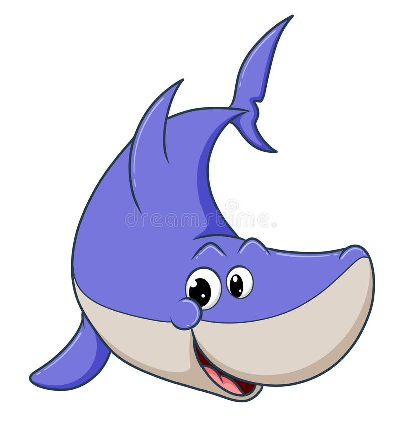 The Cute Shark is Happy and Smiling Stock Vector - Illustration of ...